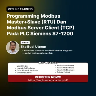 Offline Training PLC Siemens dengan Programming Modbus Master RTU dan Server